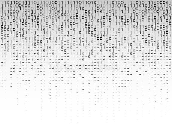 Falling Digital Numbers on a Grey Background. Abstract Binary Computer ...