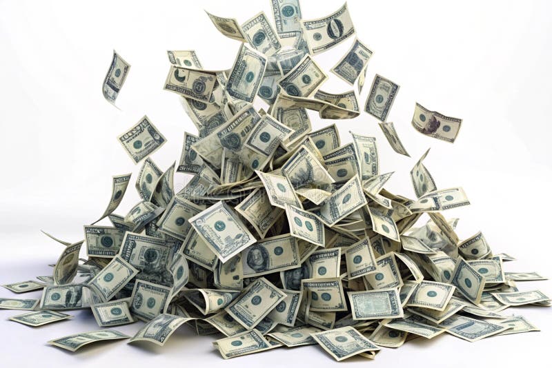 Falling Dollars To Stack, Isolated on White Stock Illustration ...