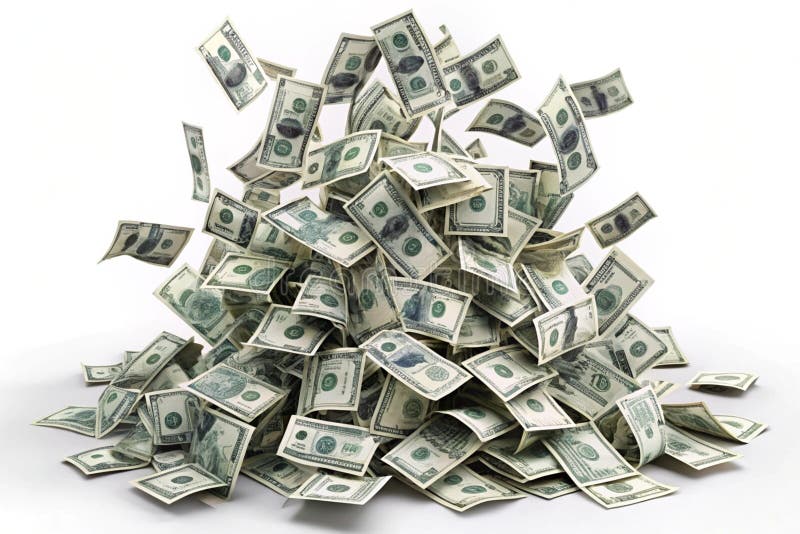 Falling Dollars To Stack, Isolated on White Stock Illustration ...