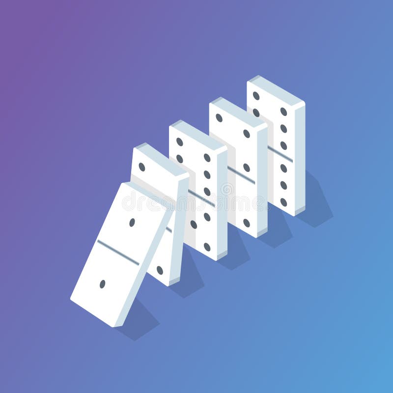 Falling Domino Effect Isometric Concept. Stock Vector - Illustration of ...