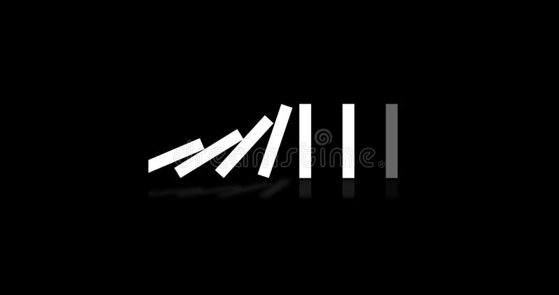 Falling Dominoes Animation. 4k Black and White Simple Motion Screen ...