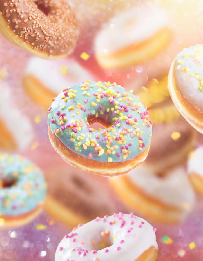 Falling donuts stock illustration. Illustration of treat - 294573994