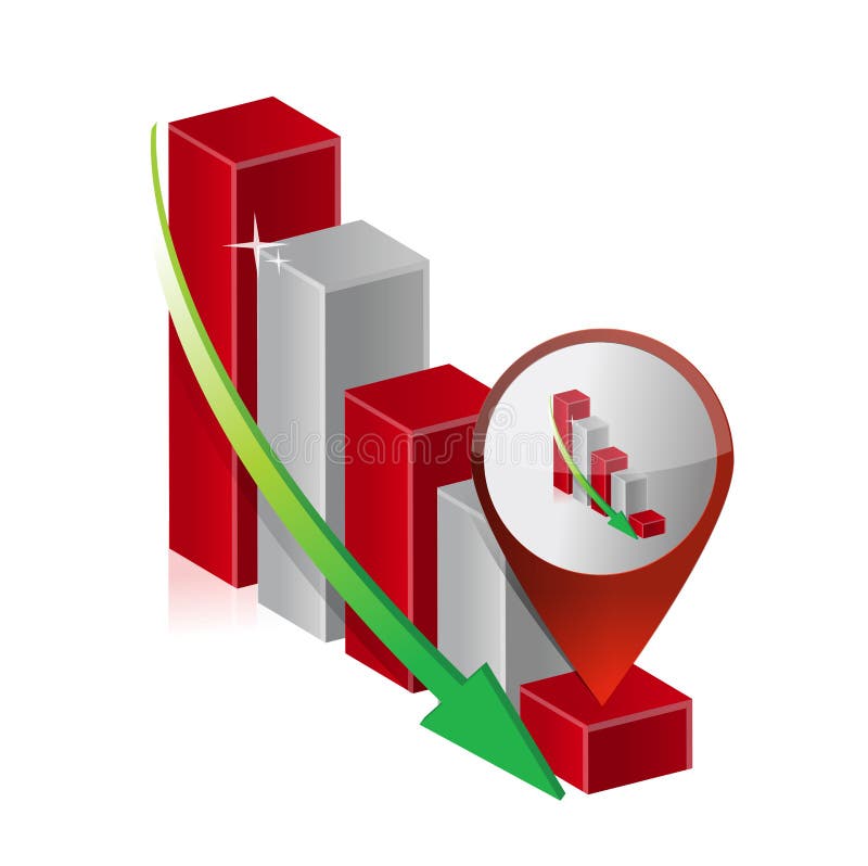 Falling Down Graph Chart Location Pointer Stock Illustration ...