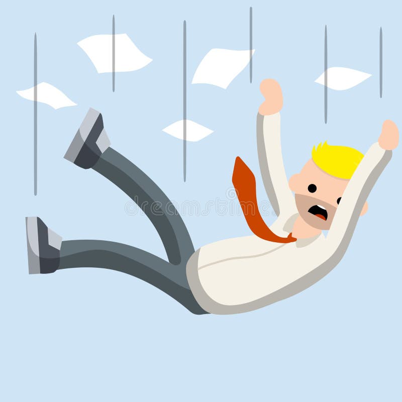 Falling Down Man in Shirt and Tie. Office Problem. Employee Dismissal ...