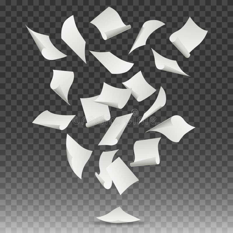 Falling down paper sheets stock illustration. Illustration of office - 377394202
