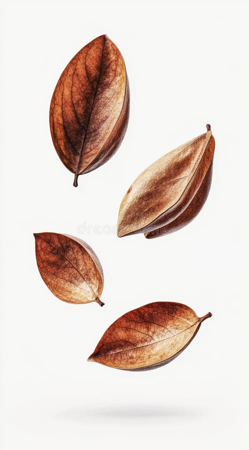 Falling Dried Leaves on White Background Stock Illustration ...