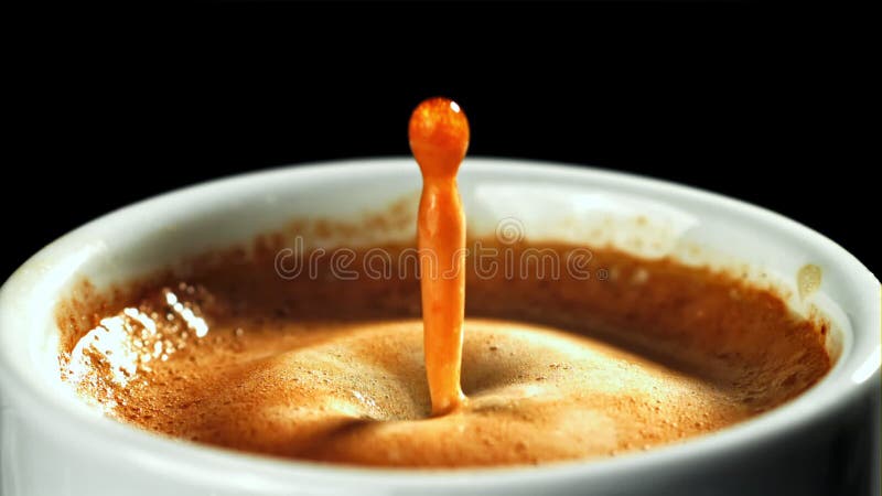 Falling Drop in a Cup of Coffee. Filmed on a High-speed Camera at 1000 ...