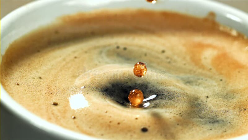 Falling Drop in a Cup of Coffee. Filmed on a High-speed Camera at 1000 ...