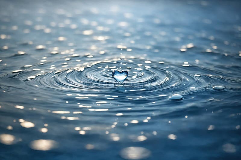 Falling Drop in the Shape of a Heart on the Water. Ai Generative Stock ...