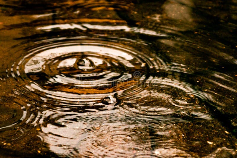 Falling Drop of Water in a Puddle Stock Photo - Image of splash ...