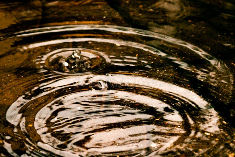 Falling Drop of Water in a Puddle Stock Image - Image of water, blob ...