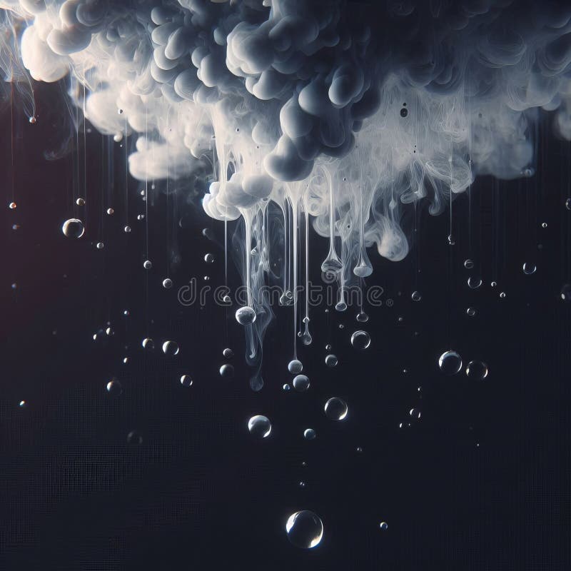Falling Droplets Smoke Drops Falling from Above Creating a Sens Stock ...