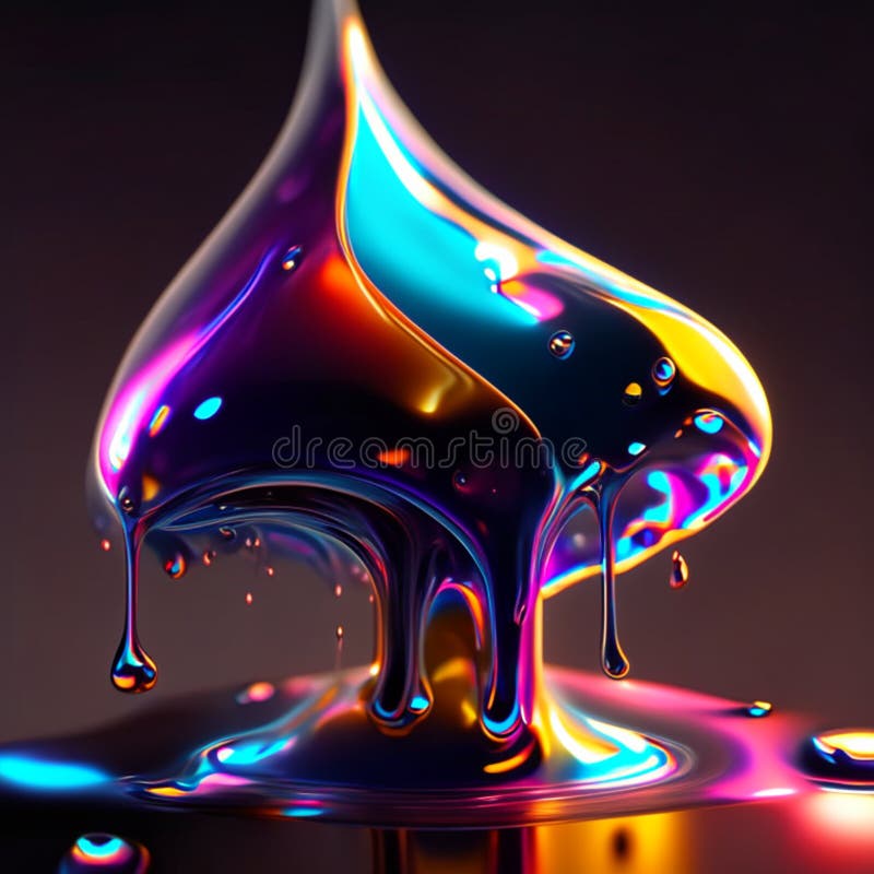 Falling Drops of Paint. Splash Effect after Collision a Falling Drops ...