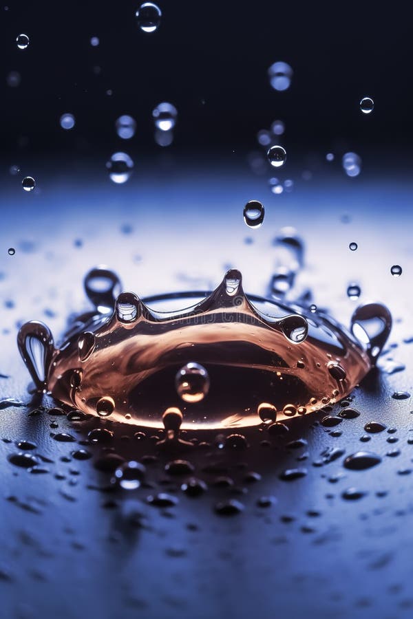 Falling Drops of Water. Splash Effect after Collision a Falling Drops ...