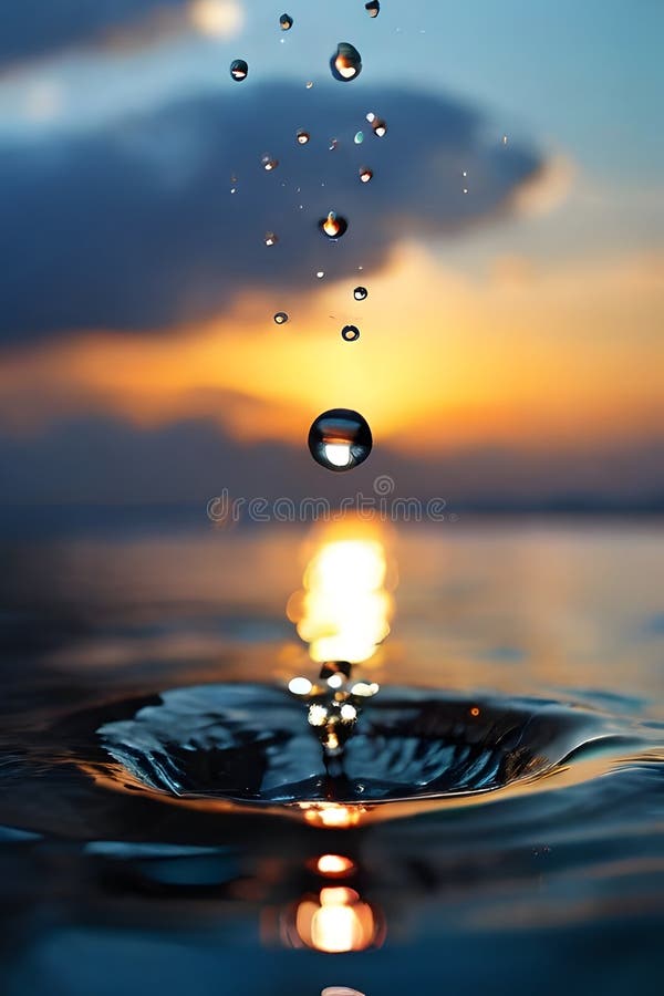 Falling Drops of Water. Splash Effect after Collision a Falling Drops ...