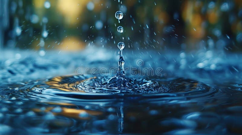 Falling Drops of Water. Splashes of Water from a Mountain River Stock ...