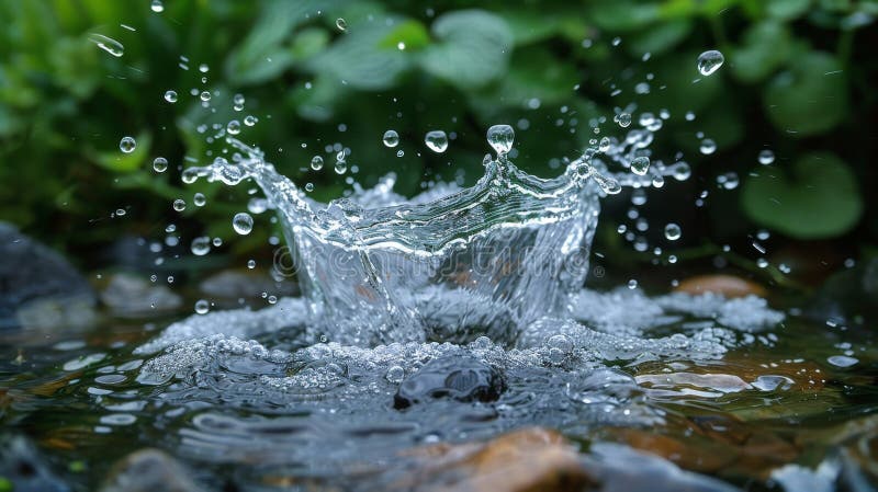 Falling Drops of Water. Splashes of Water from a Mountain River Stock ...