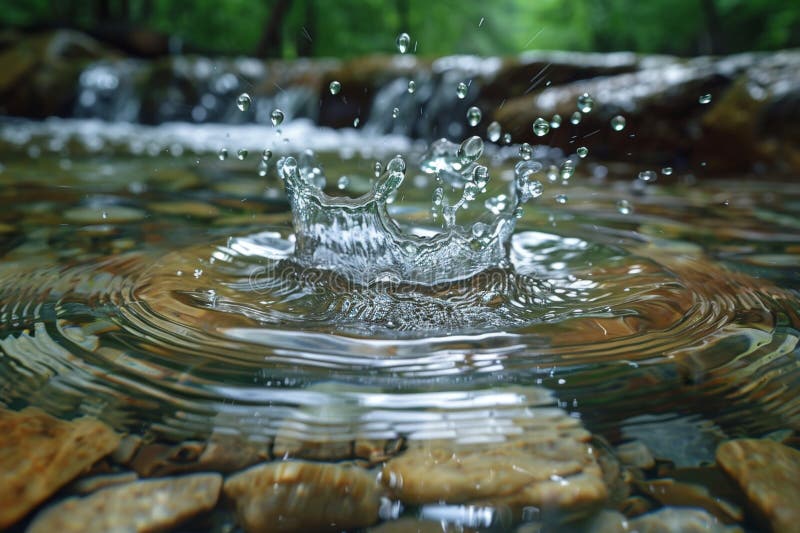 Falling Drops of Water. Splashes of Water from a Mountain River Stock ...