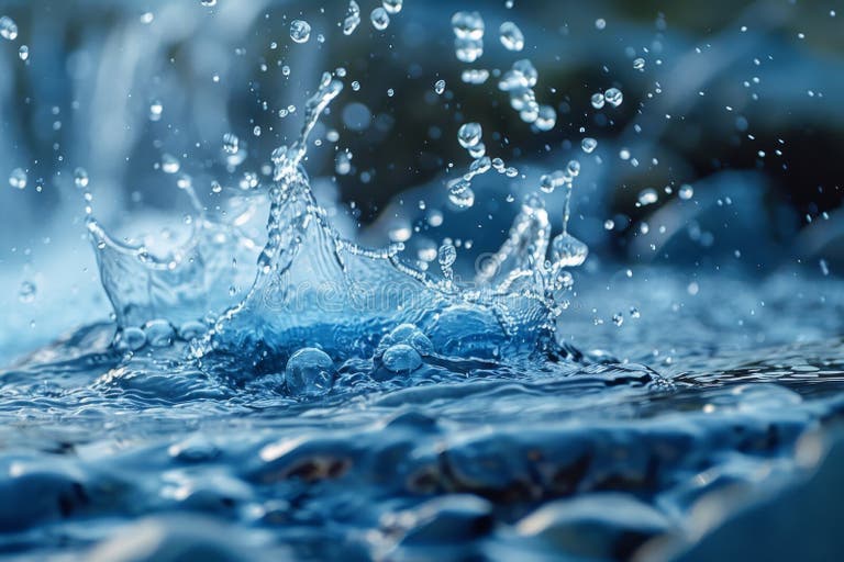 Falling Drops of Water. Splashes of Water from a Mountain River Stock ...