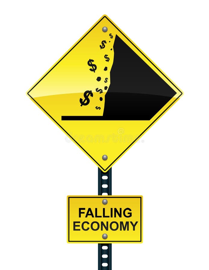 Falling economy road sign stock vector. Illustration of budget - 27684143
