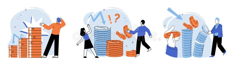 Falling Economy. a Stock Market Crash Ccause Trouble for Investors and ...