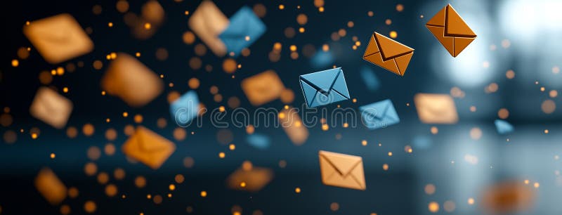 Falling Envelopes in Blue and Orange Colors Create Dynamic Scene ...