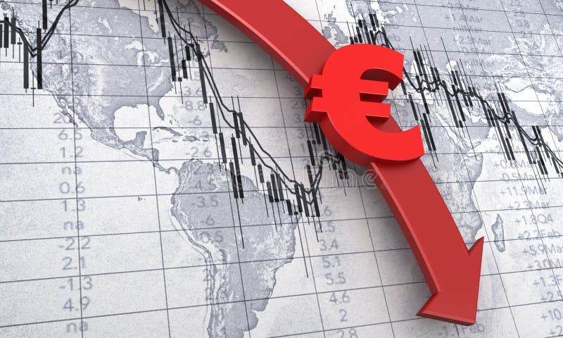 Falling Euro price stock illustration. Illustration of account - 179992447