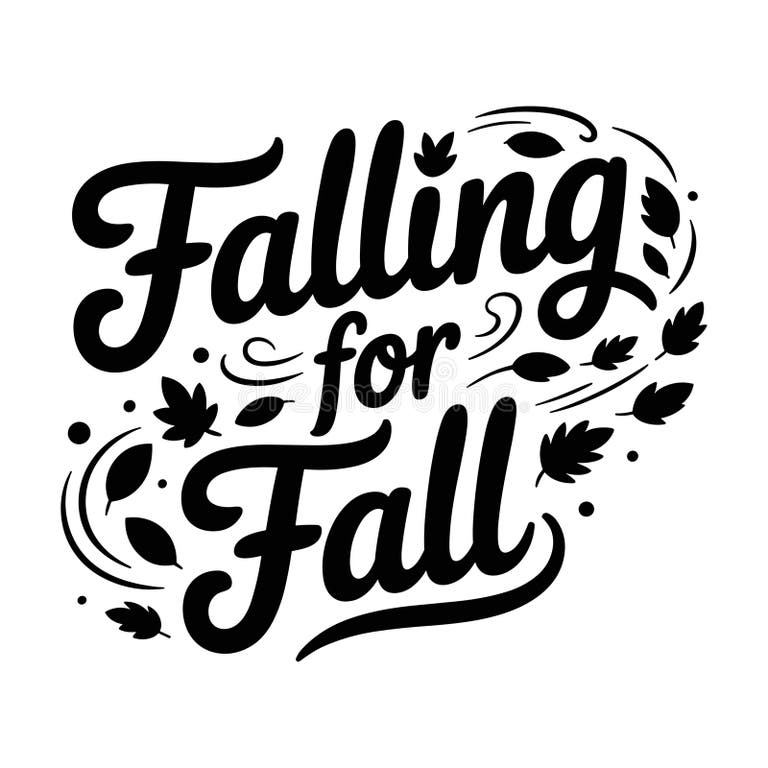 Falling for Fall Calligraphy Design with Autumn Leaves Illustration ...