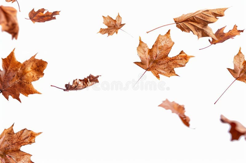 Falling Fall Leaves in the Air on a White Background Stock Image ...