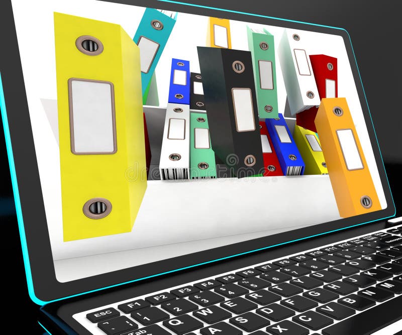 Falling Files on Laptop Showing Unorganized Stock Illustration ...