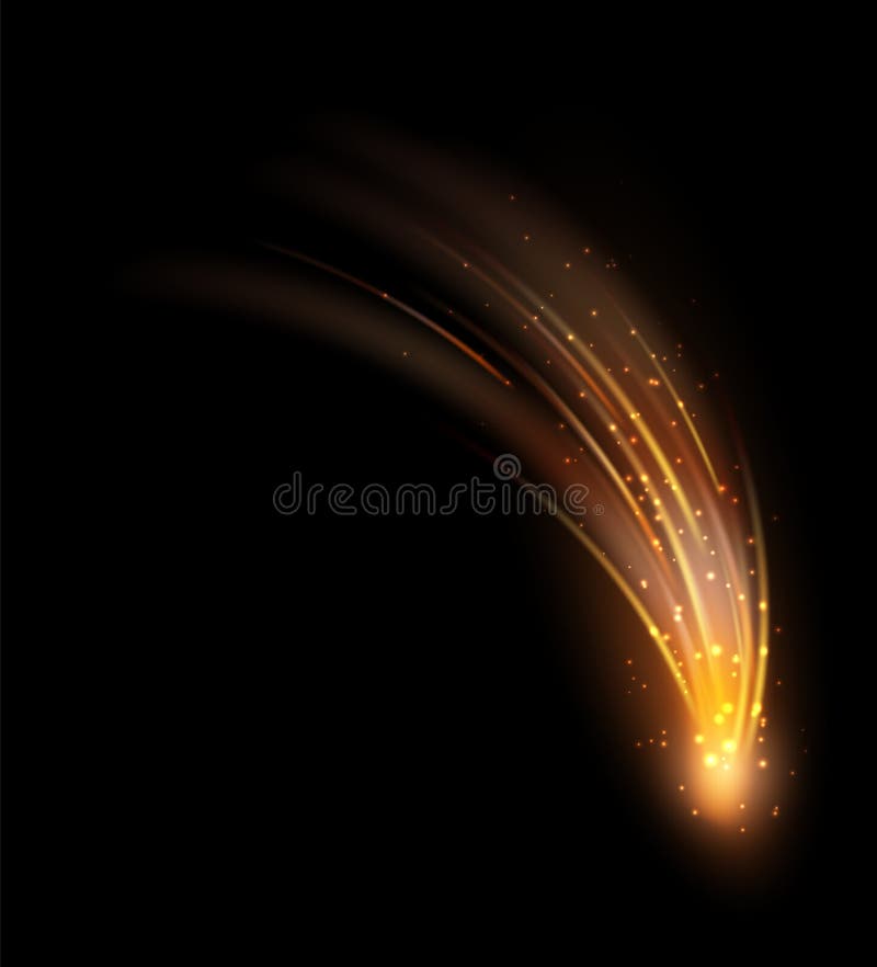 Falling Fireball. Yellow Space Asteroid with Fire Trail Stock Vector ...