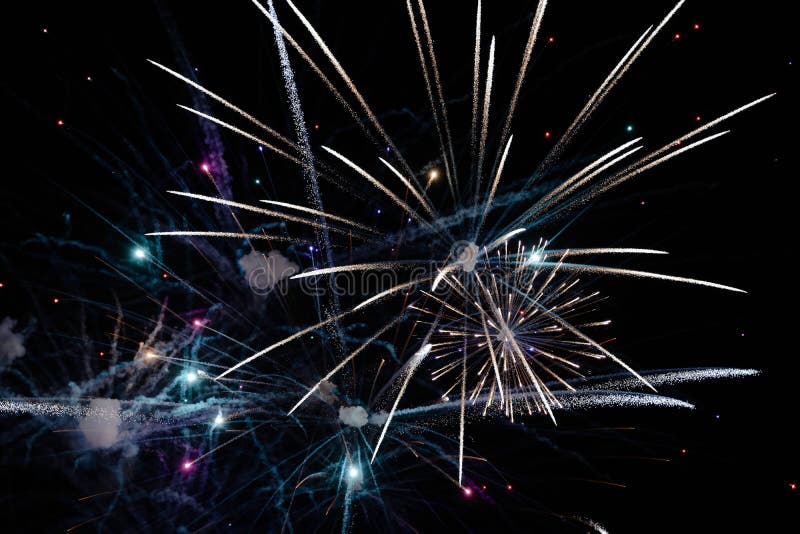 Falling of Firework Sparks after Bursting Stock Image - Image of ...