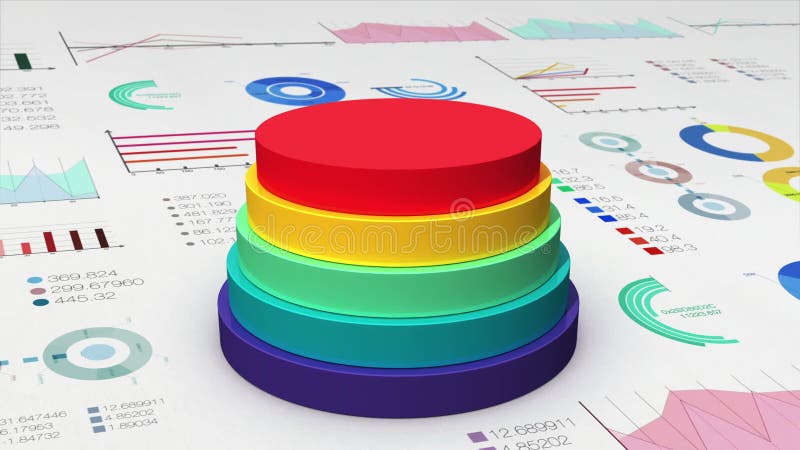 Falling Five Circle Cylinder Diagram on Economic Graph, Financial Chart ...
