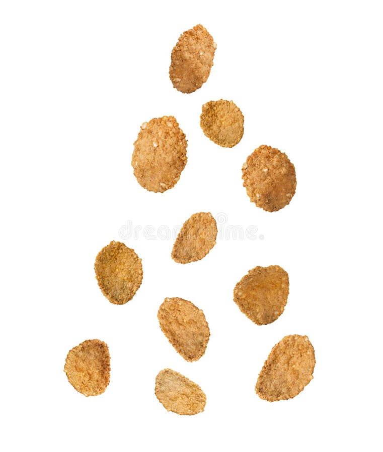 Falling Flakes, Breakfast Cereal on White Background. Healthy Breakfast ...