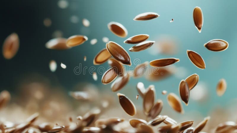 Falling Flax Seeds on Teal Background Stock Illustration - Illustration ...