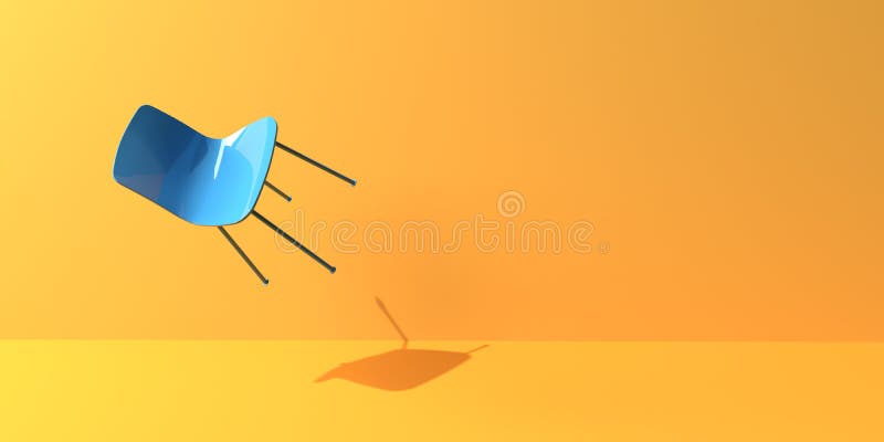 Falling Floating Chair Concept on Minimalist Background Stock ...