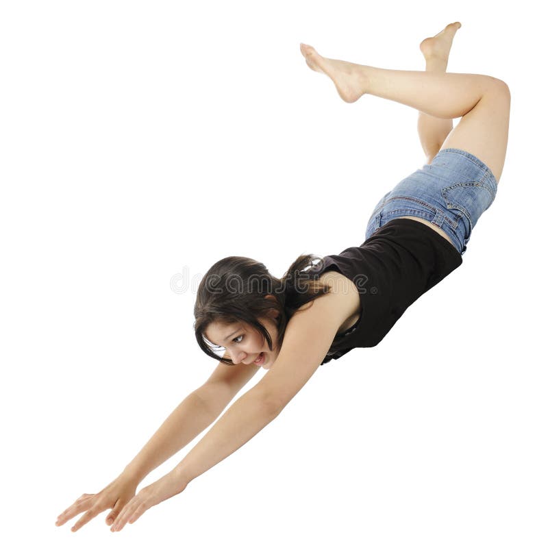 Falling/Flying Teen stock image. Image of shorts, denim - 23150795
