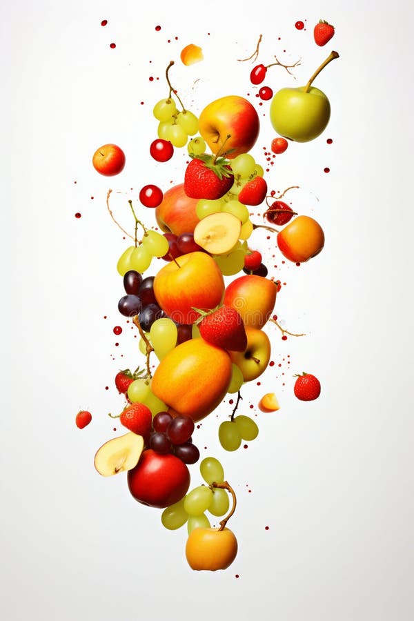 Falling Fruits Isolated on White Background. Generative Ai Stock ...