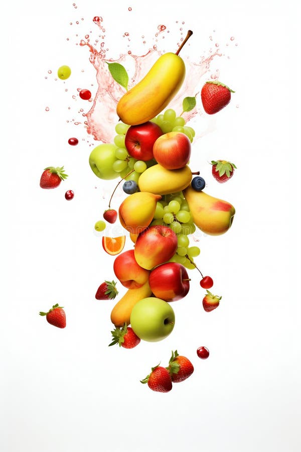 Falling Fruits Isolated on White Background. Generative Ai Stock ...