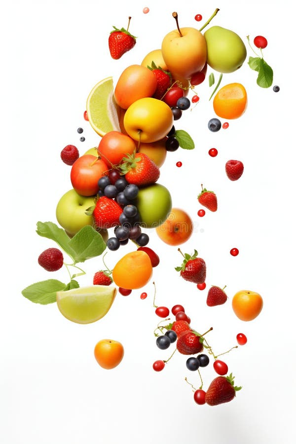 Falling Fruits Isolated on White Background. Generative Ai Stock ...