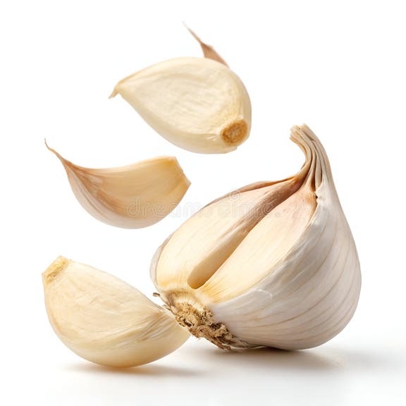 Falling Garlic with Slice stock illustration. Illustration of healthy ...