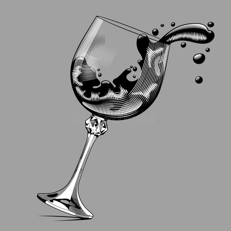 Falling Glass with Splashed Wine on Gray Stock Vector - Illustration of ...