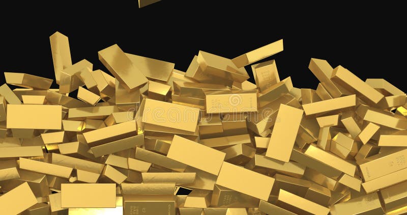 Gold Bars with Falling Glitters, Super Slow Motion Stock Video - Video ...