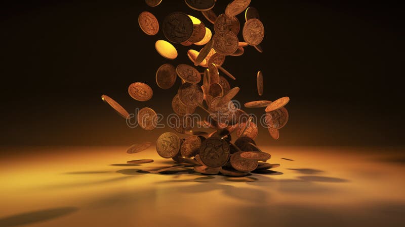 Falling Gold Coins Isolated Editorial Photography - Illustration of ...