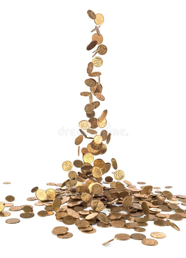 Falling Gold Coins stock photo. Image of white, obverse - 36696196