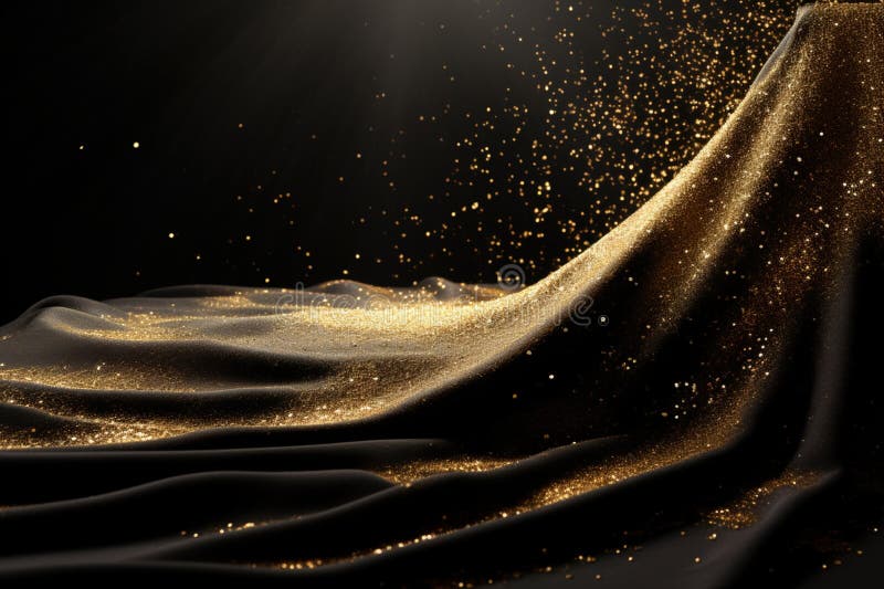 Gold Dust on Black Cloth. Generative Ai Stock Illustration ...