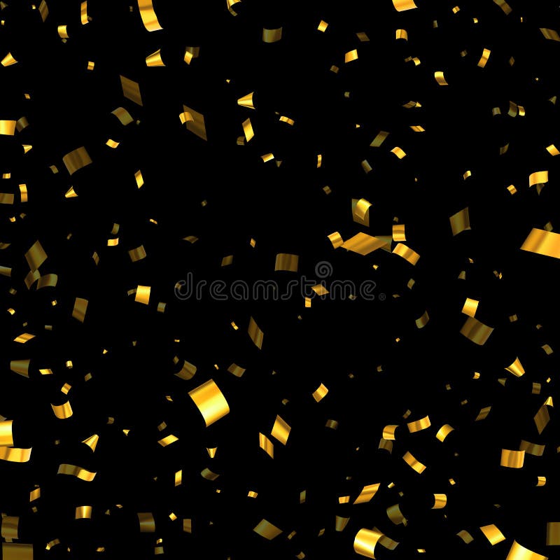 Falling Golden Cut Out Foil Ribbon Confetti Background with Space for ...