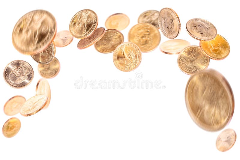 Falling Golden Dollar Coins Stock Image - Image of america, treasure ...