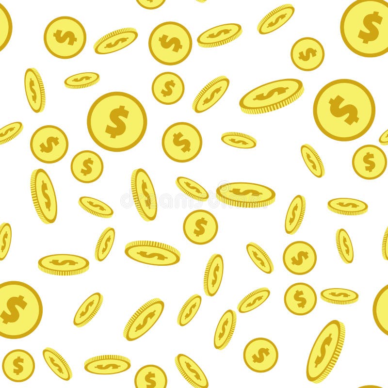 Falling Golden Dollar Coins Seamless Pattern Stock Vector ...