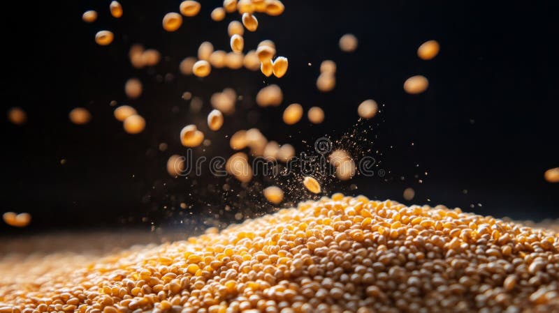 Falling Golden Grains on Dark Background Stock Illustration ...